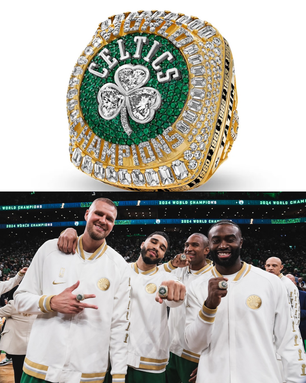 Close-up and details of the 2024 NBA championship ring with hundreds of ...
