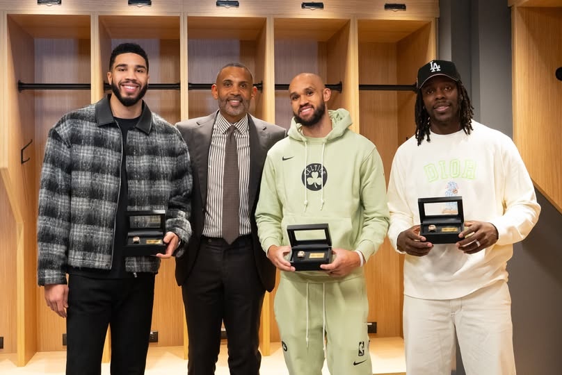 GOLDEN GLORY! JAYSON TATUM, DERRICK WHITE & JRUE HOLIDAY RECEIVE ...