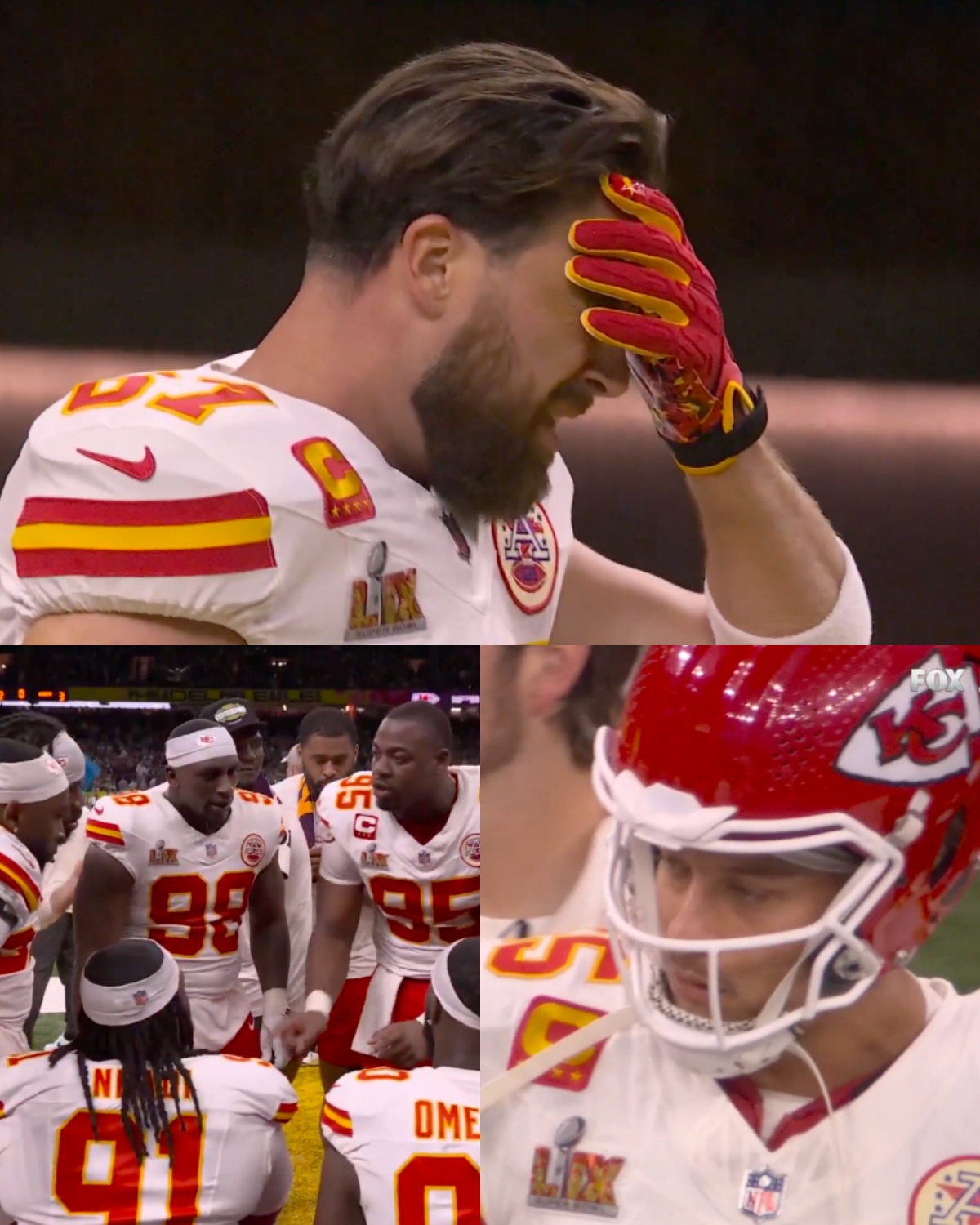 Travis Kelce emotional on Chiefs sideline after Patrick Mahomes’ pick-six changes Super Bowl ...