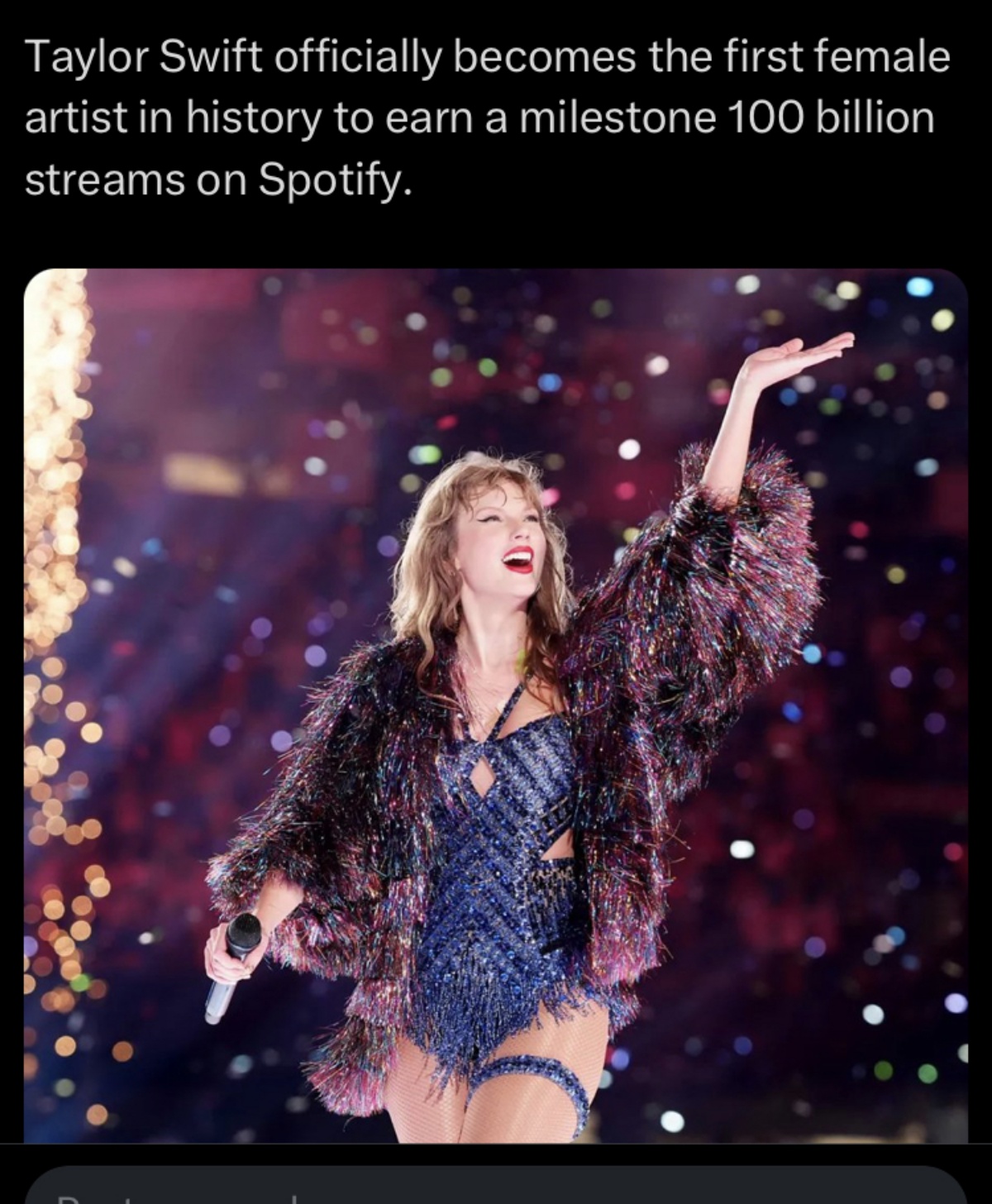 Taylor Swift becomes the first female artist in history to surpass 100 BILLION total streams on ...